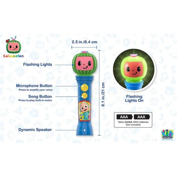 eKids Cocomelon Musical Toy Microphone for Kids with Built-in Cocomelon ...