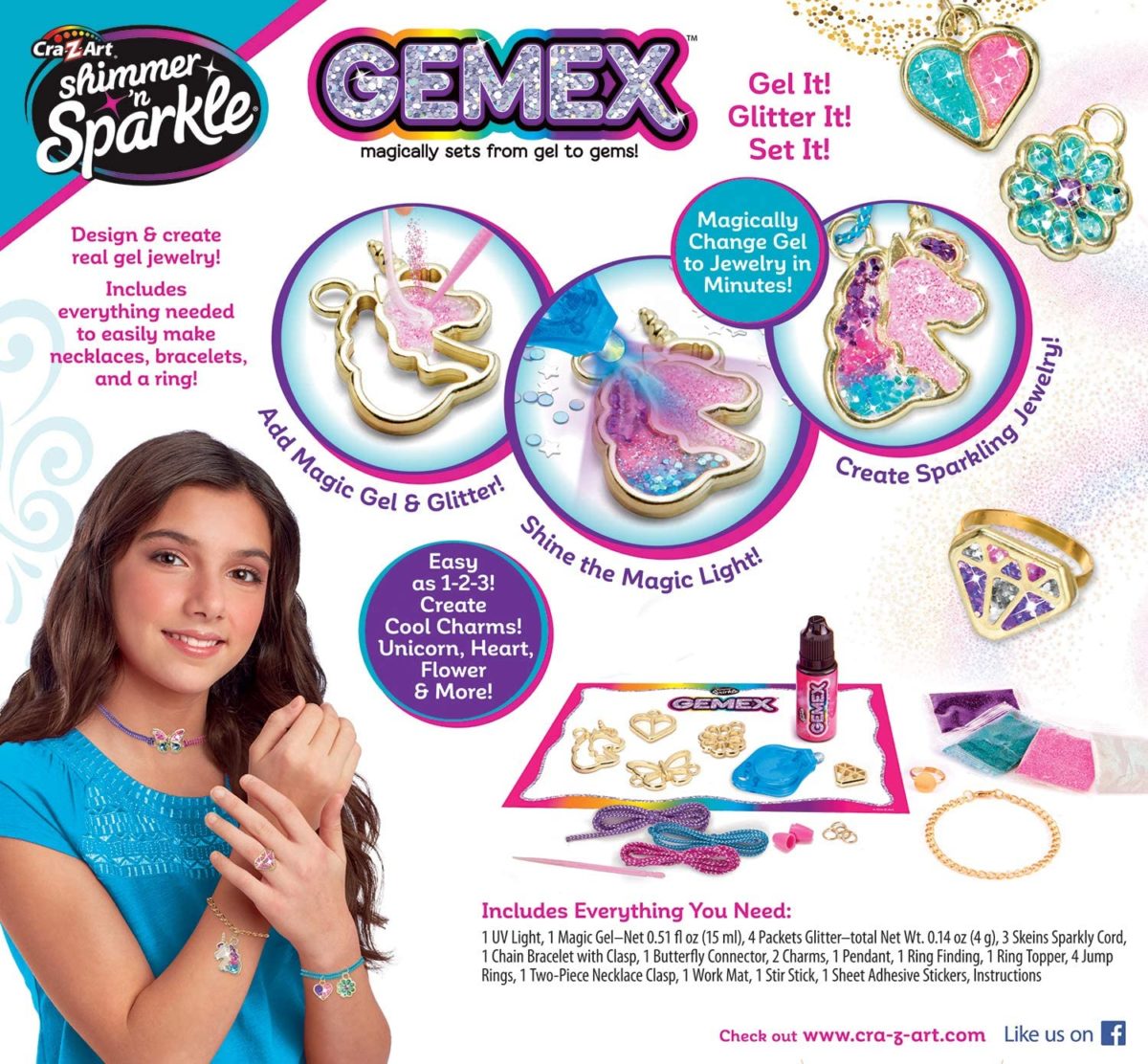 Cra-Z-Art Shimmer ‘n Sparkle Gemex Sparkling Crystal Jewelry Making Kit ...