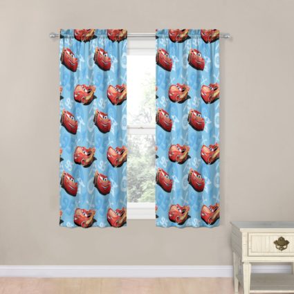 Disney Cars Lightning McQueen Rod Pocket 84″ Window Panels, 100% ...